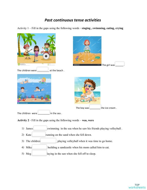 Past continuous tense ( controlled activity ). Interactive worksheet ...