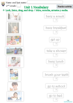 2nd G. Unit 1. Vocabulary. Practice activity. Interactive worksheet ...