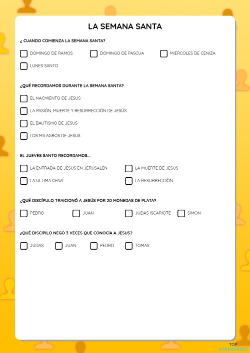 LA SEMANA SANTA. Ficha interactiva | TopWorksheets