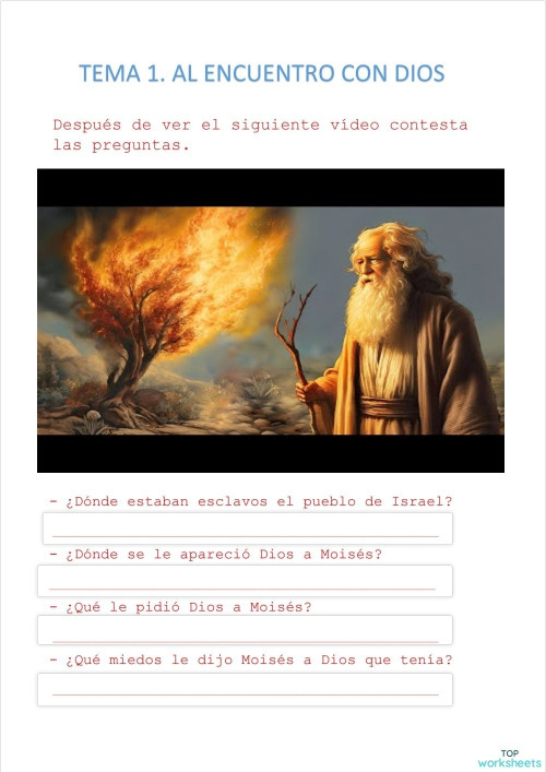 TEMA 1. AL ENCUENTRO CON DIOS. Ficha interactiva | TopWorksheets