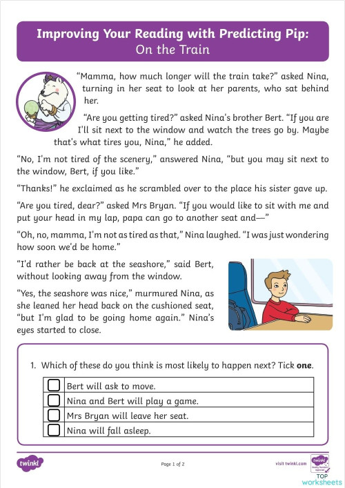 On the Train. Interactive worksheet | TopWorksheets