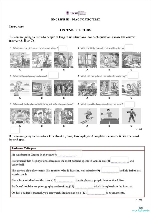 READING SECTION. Interactive worksheet | TopWorksheets
