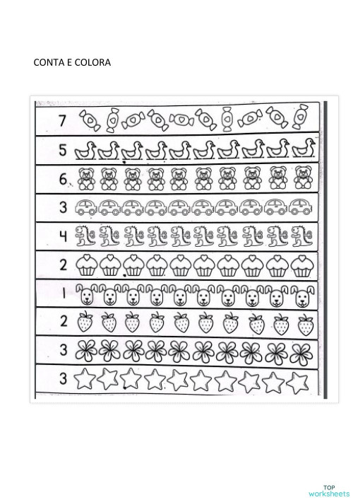 CONTA E COLORA. Scheda interattiva | TopWorksheets