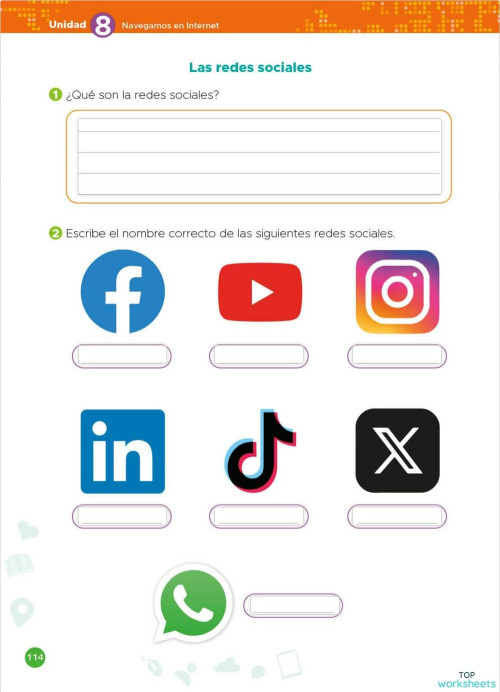 Página 114-115 - Las redes sociales. Ficha interactiva | TopWorksheets