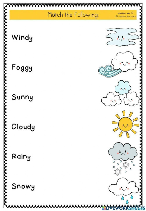 Matching Weather vocabulary. Ficha interactiva | TopWorksheets