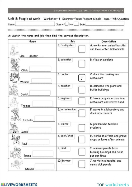 Jobs. Interactive worksheet | TopWorksheets