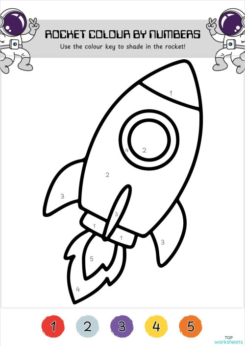 ROCKET COLOR BY NUMBERS. Interactive worksheet | TopWorksheets