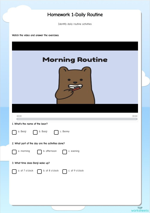 EC-Homework 1-Daily Routine. Interactive worksheet | TopWorksheets