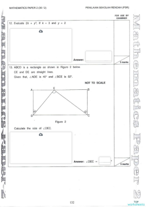 PSR 2019 MATHS PAPER 2 PART 2. Interactive worksheet | TopWorksheets