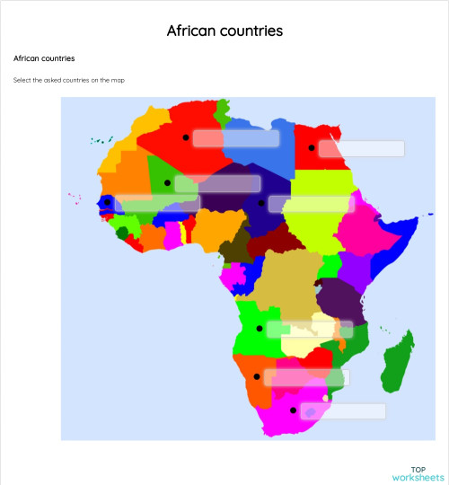 African countries. Interactive worksheet | TopWorksheets