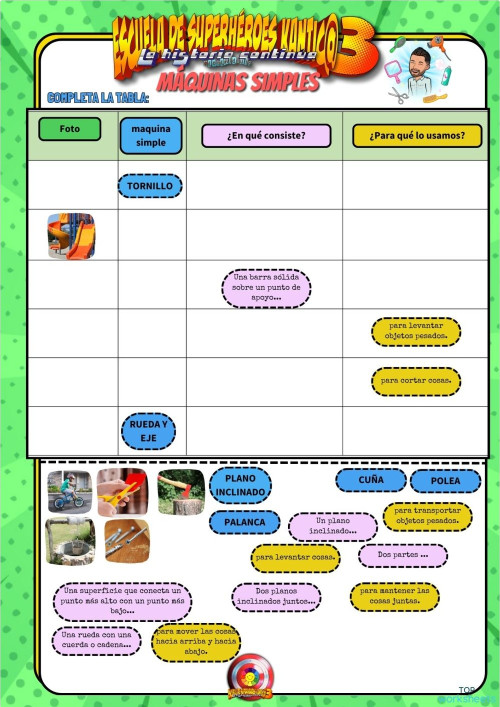 MÁQUINAS SIMPLES. Ficha interactiva | TopWorksheets