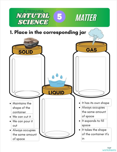 MATTER AND MASS. Interactive worksheet | TopWorksheets