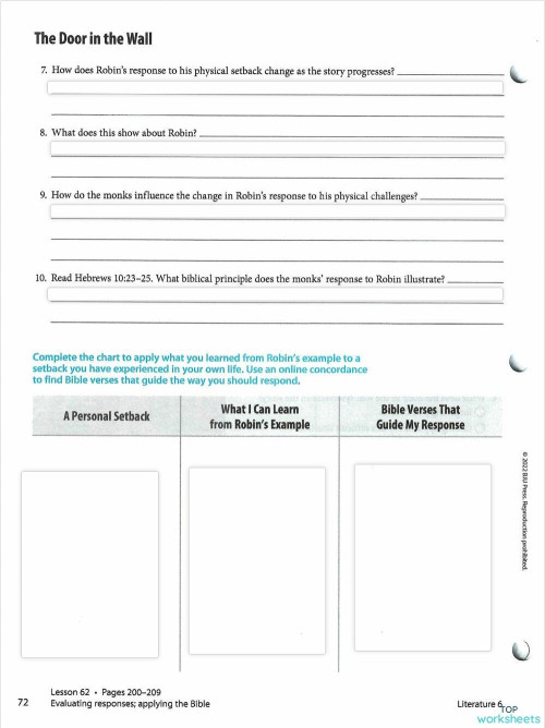 Lesson 62:The Door in the Wall Pg 772. Interactive worksheet ...