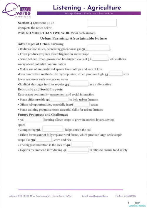 [Listening part 4 - Urban farming - A sustainable future. Interactive ...