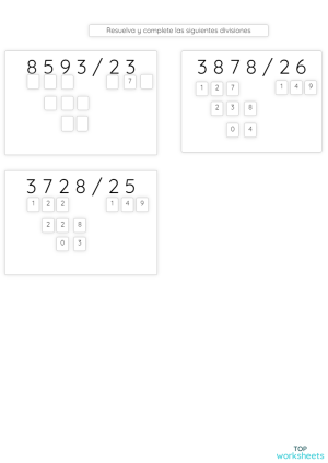 Divisiones. Ficha interactiva | TopWorksheets