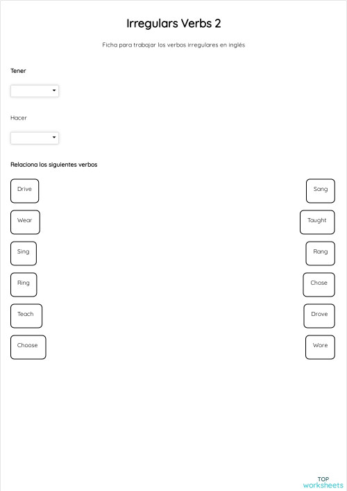 Irregulars Verbs 2. Ficha interactiva | TopWorksheets