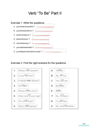 Verb "To be" Part II. Interactive worksheet | TopWorksheets