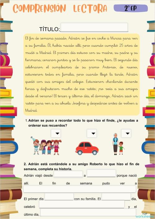 Comprensión lectora - 2º EP. Ficha interactiva | TopWorksheets