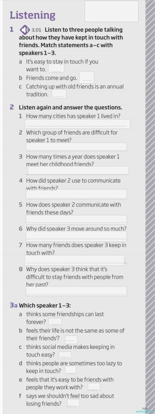 Keeping in touch. Interactive worksheet | TopWorksheets