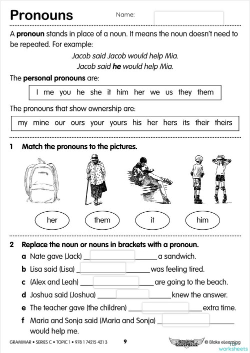 5 Grammar Pronouns. Interactive worksheet | TopWorksheets