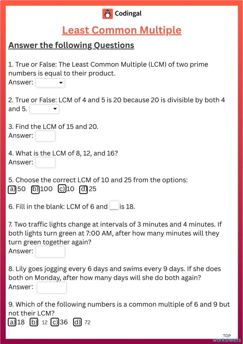 Multiples and divisors: interactive worksheets and online exercises ...