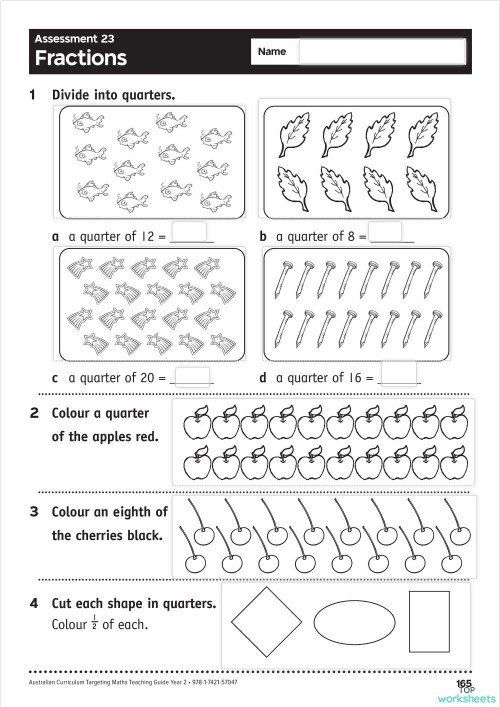 Assessment 23 Fraction. Interactive worksheet | TopWorksheets