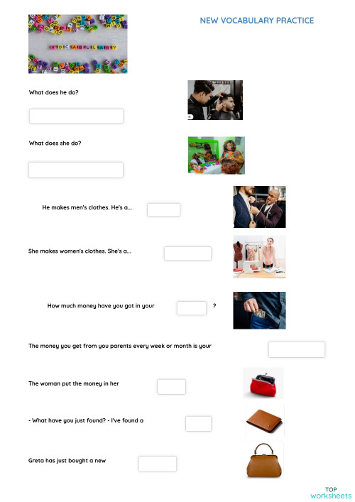 New Vocabulary from the 5th November class. Interactive worksheet ...
