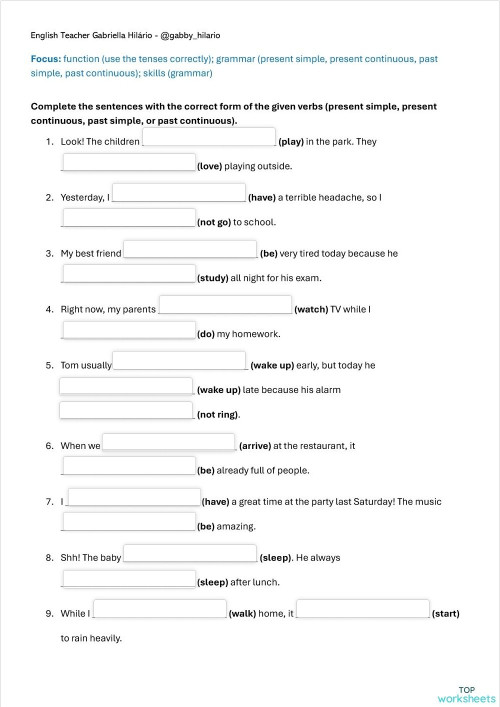 GRAMMAR - Tenses (Present Simple, Present Continuous, Past Simple, Past ...