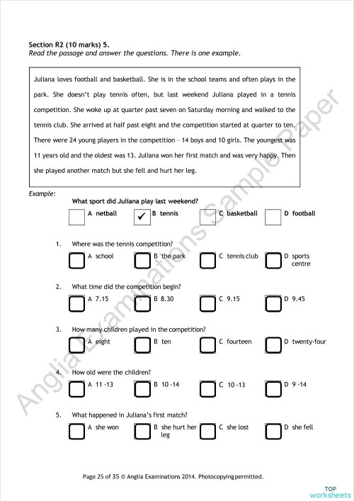 Reading comprehension A1. Interactive worksheet | TopWorksheets