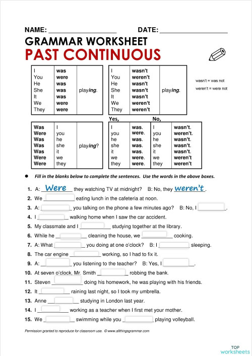 past simple vs past continuous. Interactive worksheet | TopWorksheets
