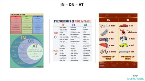 IN - ON - AT. Interactive worksheet | TopWorksheets