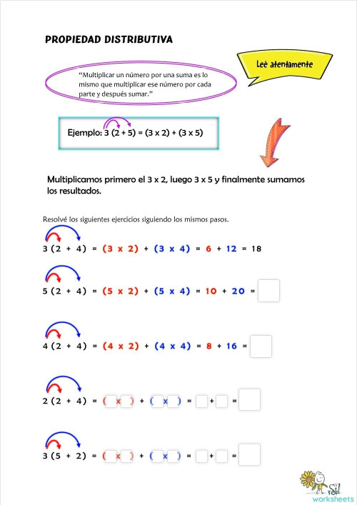 PROPIEDAD DISTRIBUTIVA. Ficha interactiva | TopWorksheets