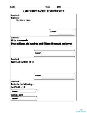 PAPER1 REVISION PART 1. Interactive worksheet | TopWorksheets