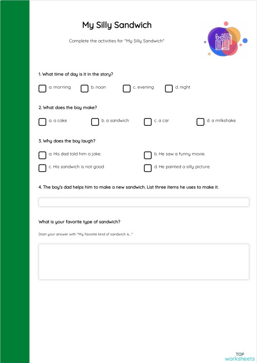 My Silly Sandwich. Interactive worksheet | TopWorksheets