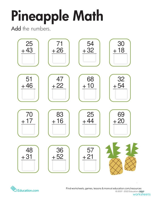 Pineapple Math. Interactive worksheet | TopWorksheets
