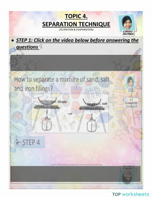 Filtration and Evaporation. Interactive worksheet | TopWorksheets