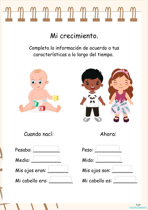 Mi crecimiento.. Ficha interactiva | TopWorksheets