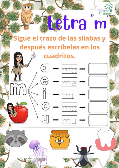 Sílabas letra Mm. Ficha interactiva | TopWorksheets