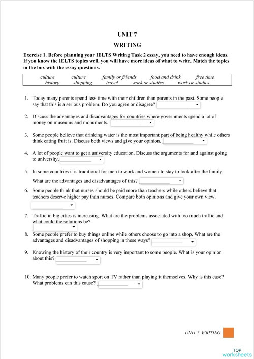 Unit 7 - The Fame and the Media - Writing Skill. Interactive worksheet ...