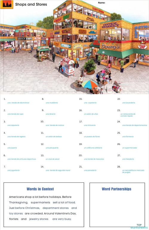 Shops and Stores Vocabulary. Interactive worksheet | TopWorksheets