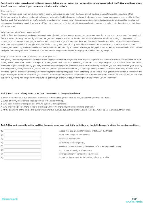 Lesson 16: Fighting viruses (pre-class). Interactive worksheet ...
