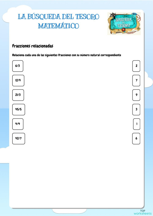 LA BÚSQUEDA DEL TESORO MATEMÁTICO. Ficha interactiva | TopWorksheets