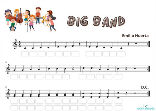 Notas musicales: fichas interactivas y ejercicios online | TopWorksheets
