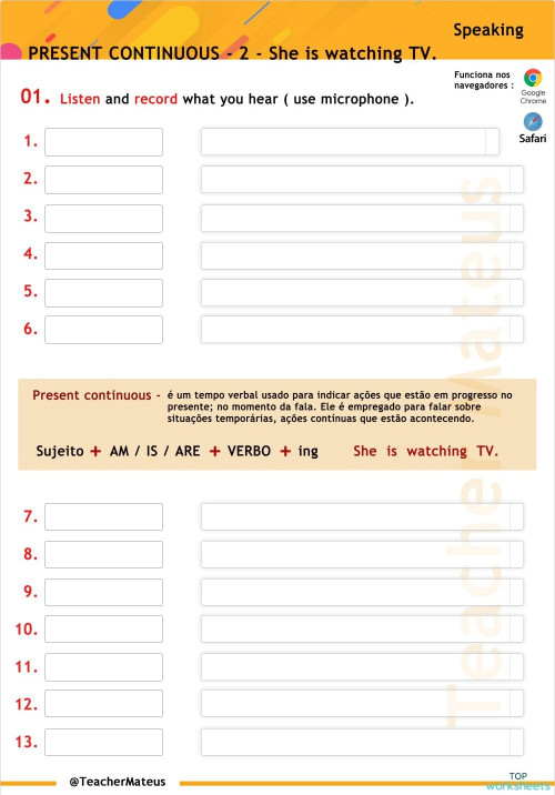 Present Continuous - 2 - She's watching TV - Speaking. Interactive ...