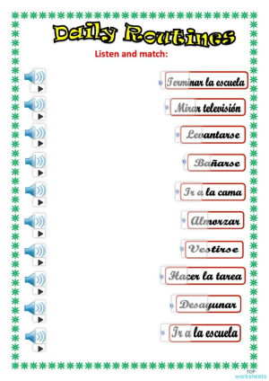 DAILY ROUTINES LISTENING 4º. Ficha interactiva | TopWorksheets