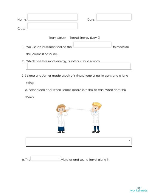 Team Saturn | Sound Energy (Day 2). Interactive worksheet | TopWorksheets