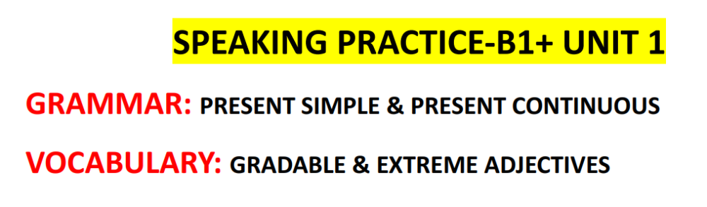 SPEAKING PRACTICE B1+ UNIT 1. Interactive worksheet | TopWorksheets