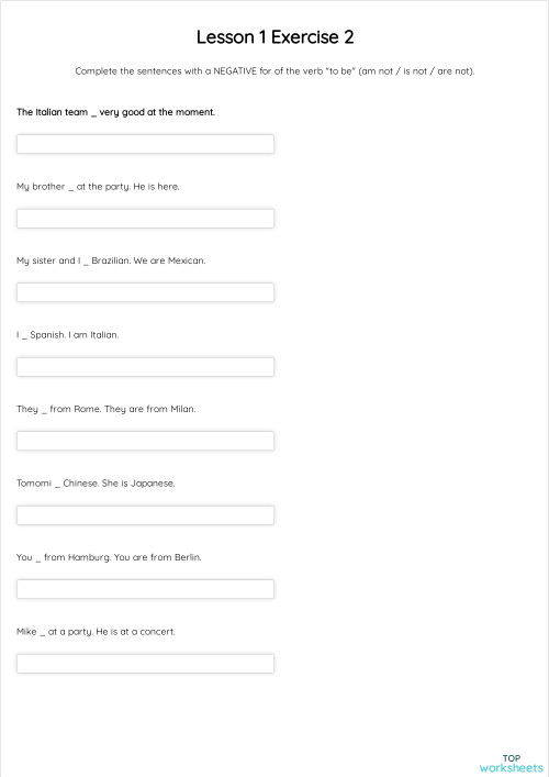 Lesson 1 Exercise 2. Interactive worksheet | TopWorksheets