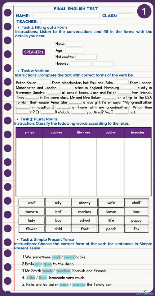 VERB TO BE LESSON 1. Interactive worksheet | TopWorksheets