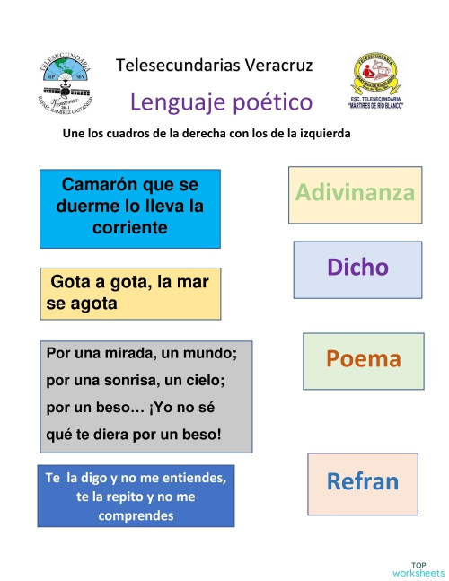 Lenguaje poético. Ficha interactiva | TopWorksheets